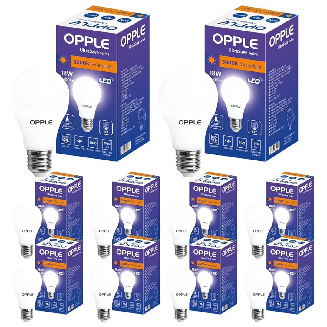 Opple E1 P45 LED Bulb – 5W Warm White (3000K), E27 Base – V7 Series Set ...